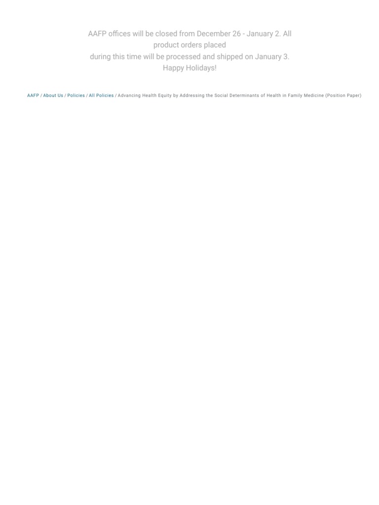 Advancing Health Equity by Addressing The Social Determinants of Health in Family Medicine ...