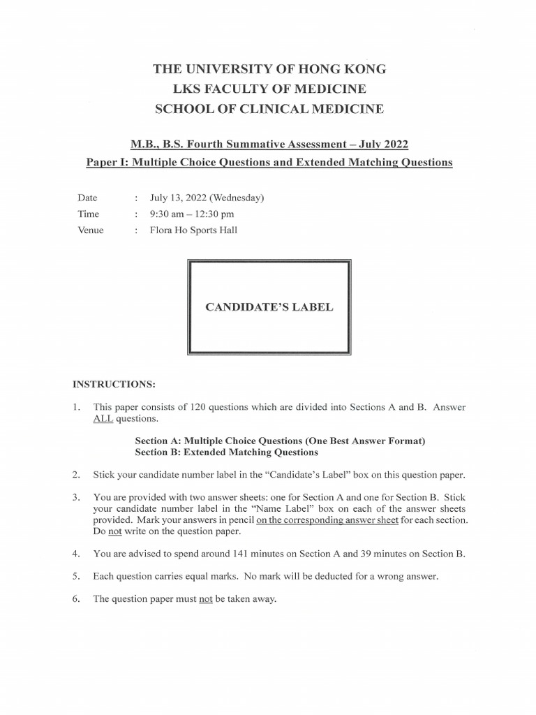 Hku Mbbs 2022 PP | PDF | Hypertension | Pneumonia