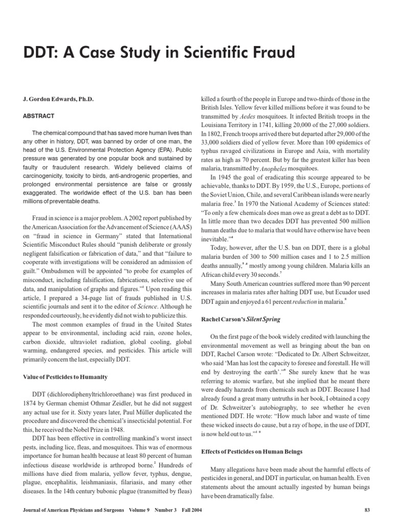 DDT - A Case Study in Scientific Fraud - J. Gorden Edwards, Ph.D ...