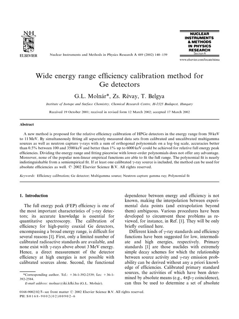 Wide Energy Range Efficiency Calibration Method For Ge Detectors | PDF ...