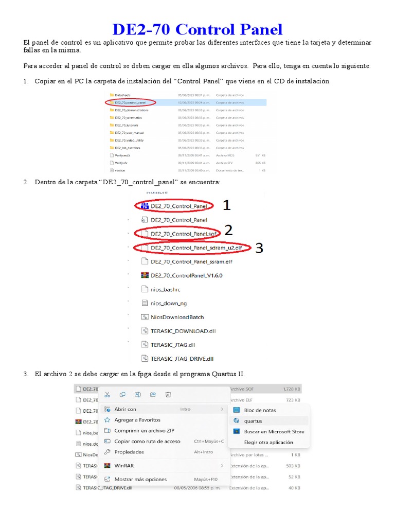 Configuración Del Panel Del Control DE2 - 70 | PDF