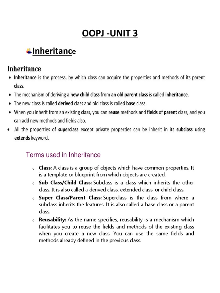 OOPJ Unit3 | PDF | Inheritance (Object Oriented Programming) | Class ... OOPJ Unit3 | PDF | Inheritance (Object Oriented Programming) | Class ...