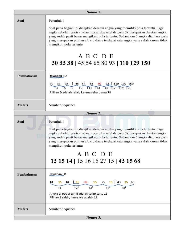 Latihan Soal Number Sequences | PDF
