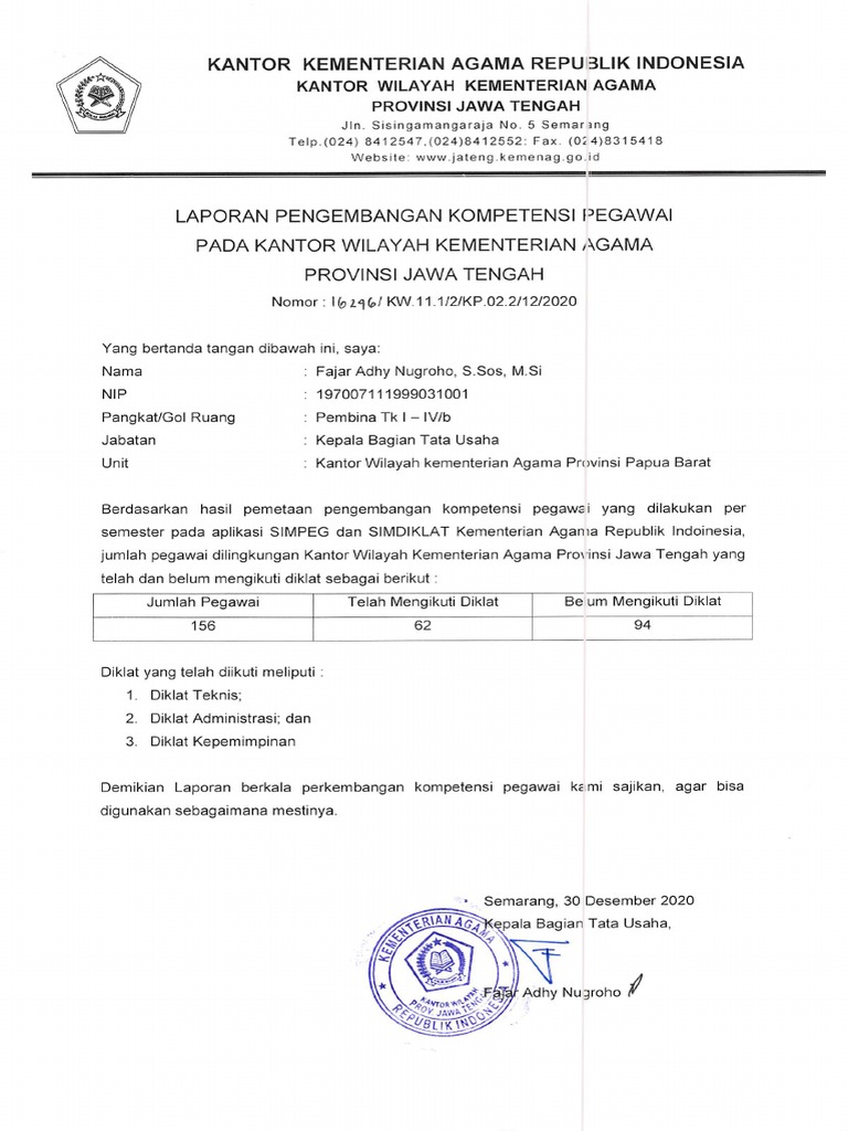 3.3.d. Laporan Pengembangan Kompetensi Pegawai | PDF