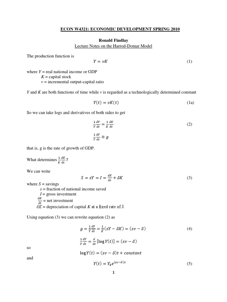 Harrod-Domar Growth Model Explained | PDF