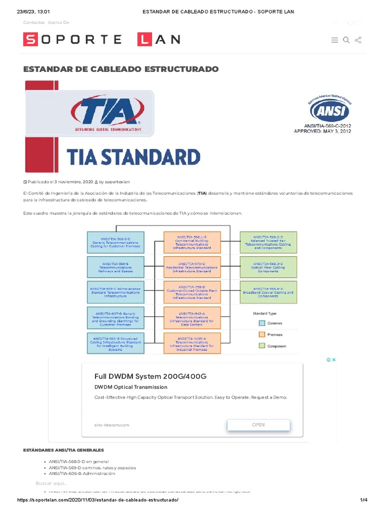 Estandar de Cableado Estructurado - Soporte Lan | PDF | Transmisión de datos | Software