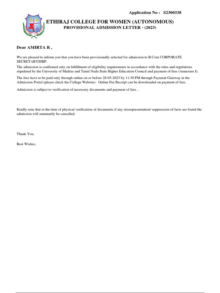 SECOND LIST Provisional Letter | PDF