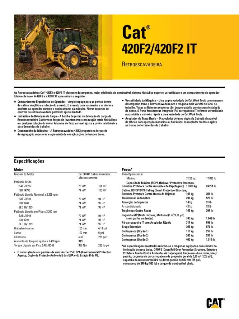 Ficha Cat 420 | PDF | Motores | Engenharia Mecânica