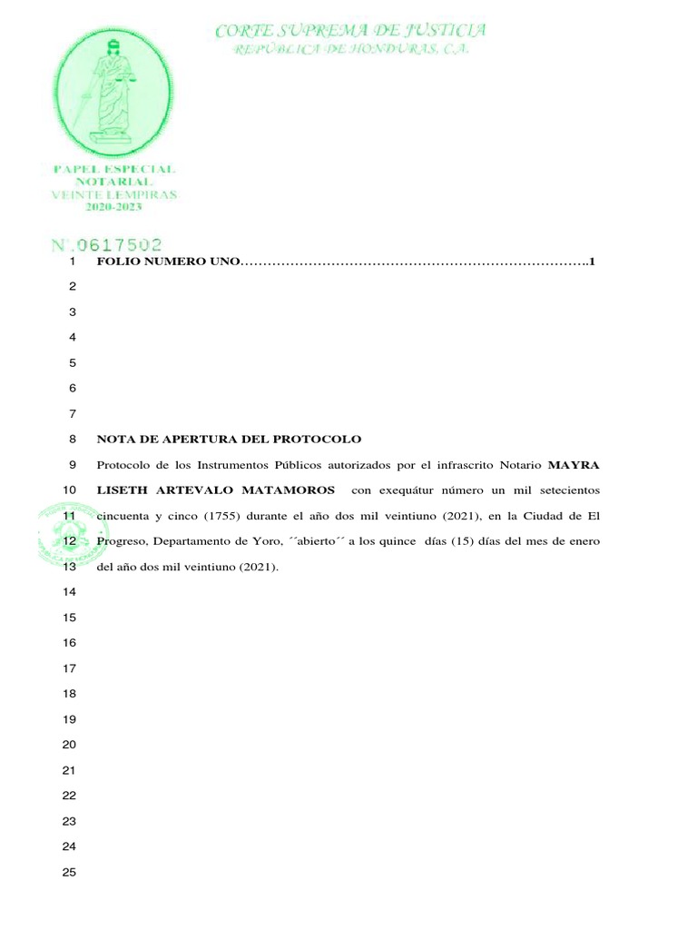 PROTOCOLO NOTARIAL Socie | PDF | Honduras | Compartir (Finanzas)