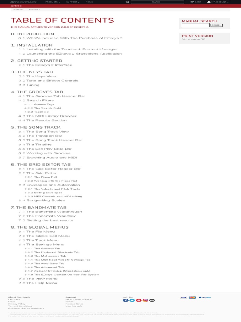EZkeys 2 - Manual - Toontrack | PDF | Menu (Computing) | Piano