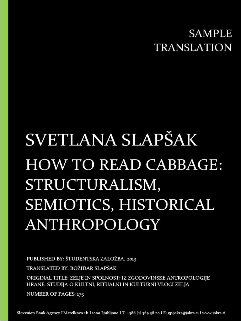 Svetlana Slapsak How To Read Cabbage Structuralism Semiotics Historical ... Svetlana Slapsak How To Read Cabbage Structuralism Semiotics Historical ...