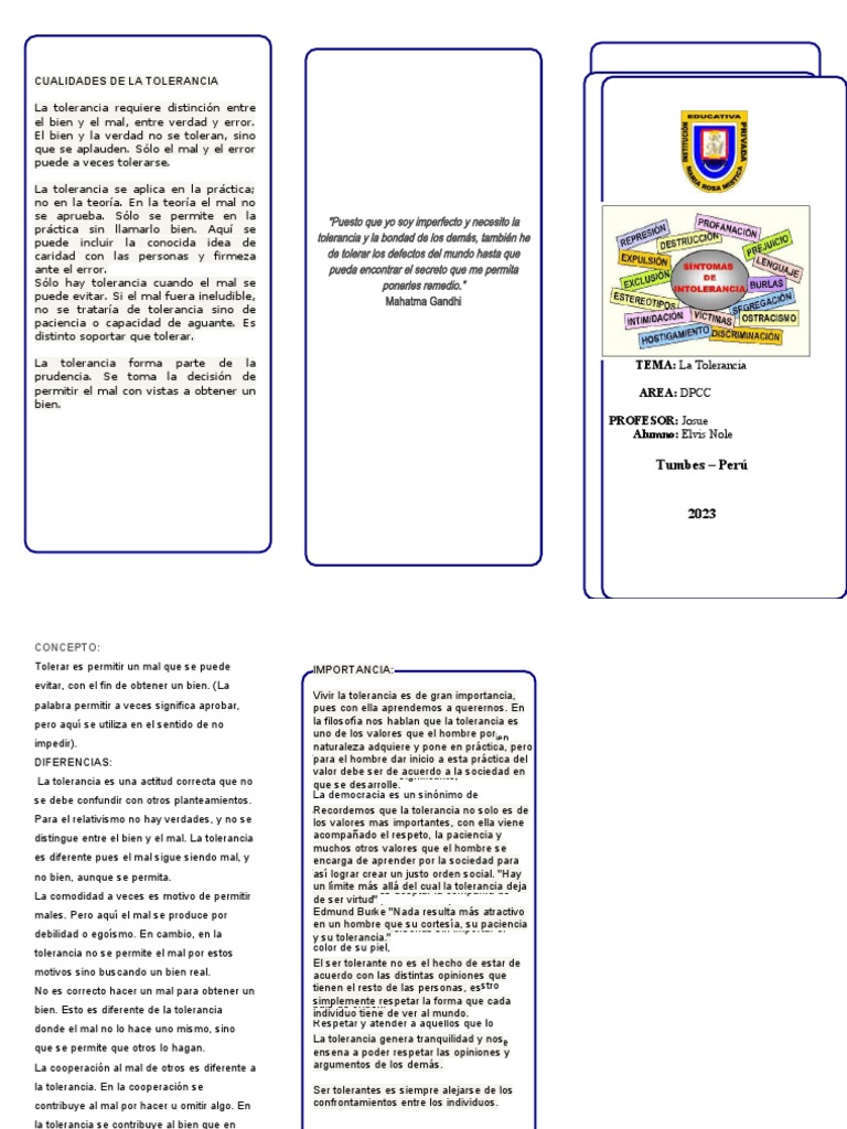 Triptico de La Tolerancia | PDF | Tolerancia | Mal