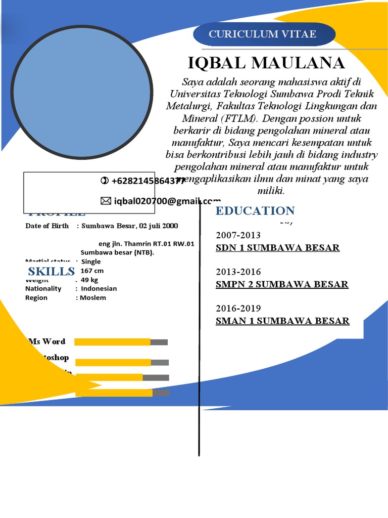 Iqbal Maulana: Profile Contact Skills Education | PDF