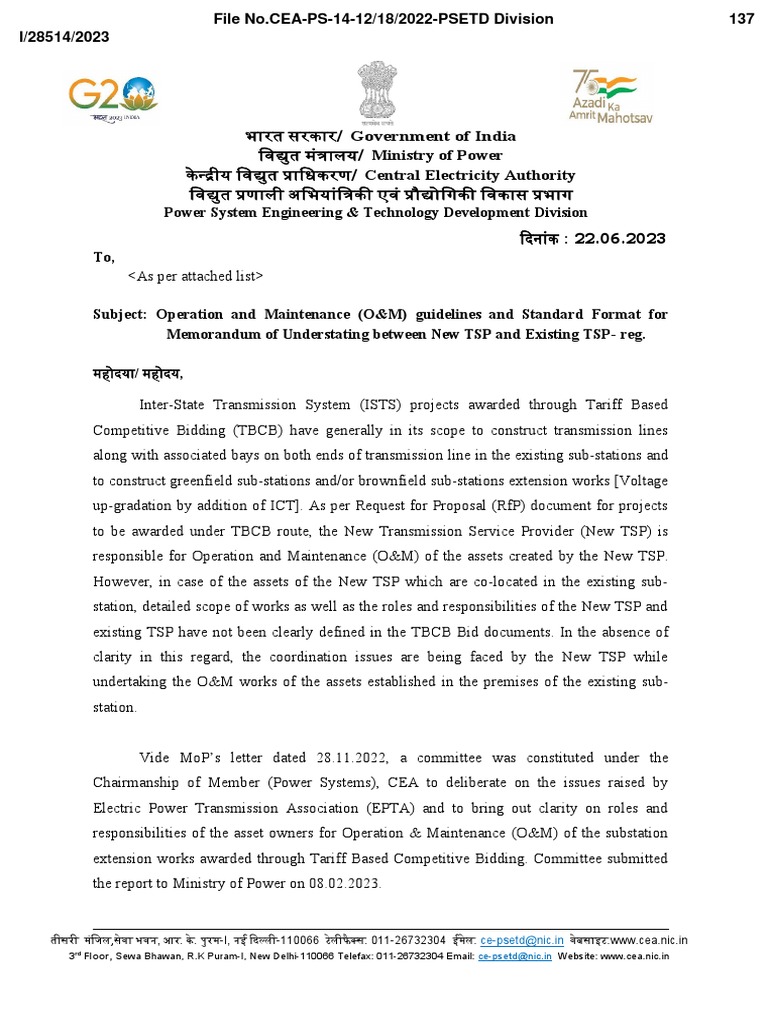 Om Guidelines For Power Transmission System | PDF | Electrical Substation | Power (Physics)