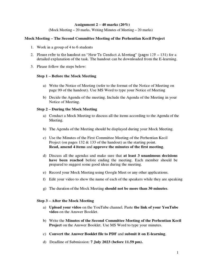 Mock Meeting (Assignment 2) April23 Sem | PDF | Fluency | Word