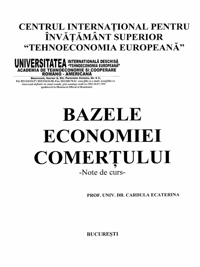 Bazele Economiei Comertului | PDF