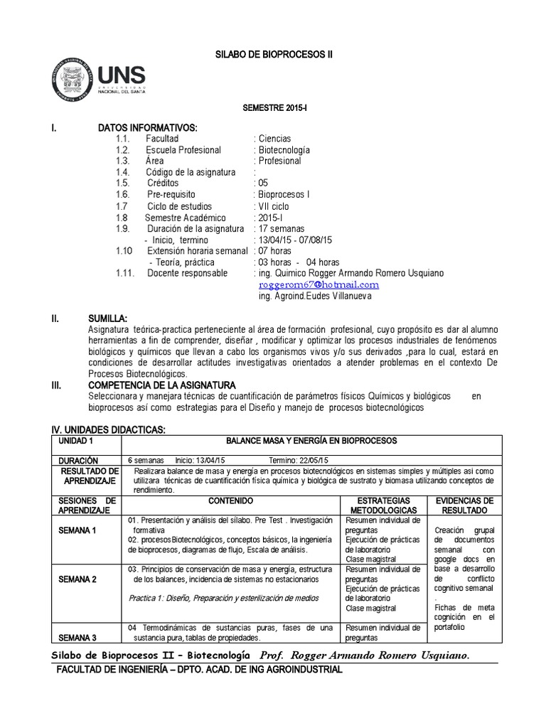 Silabo Biop. II | PDF | Laboratorios | Aprendizaje