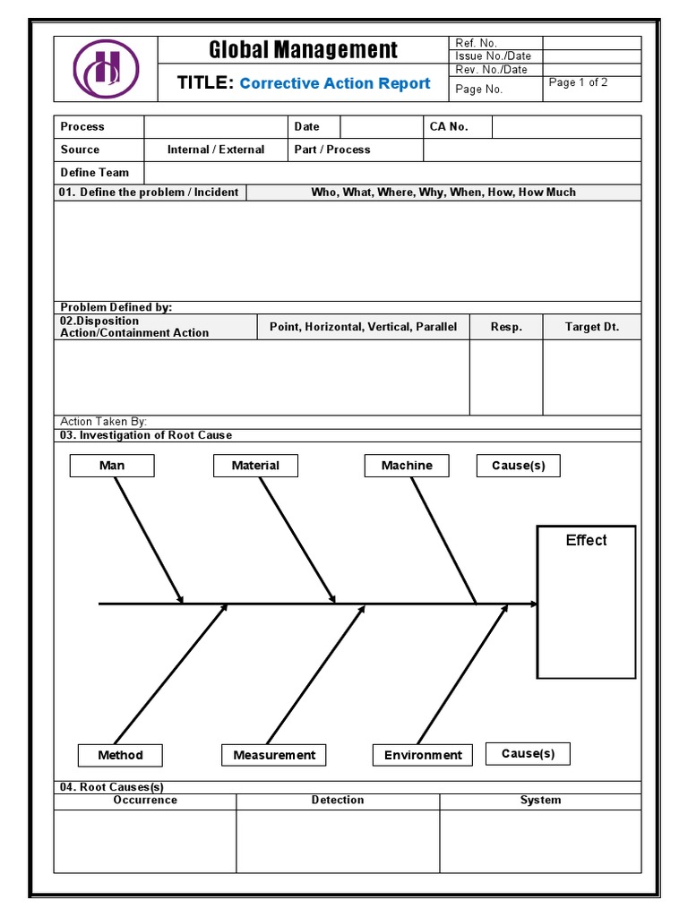 Corrective Action Report Template | PDF | Business | Finance & Money ...