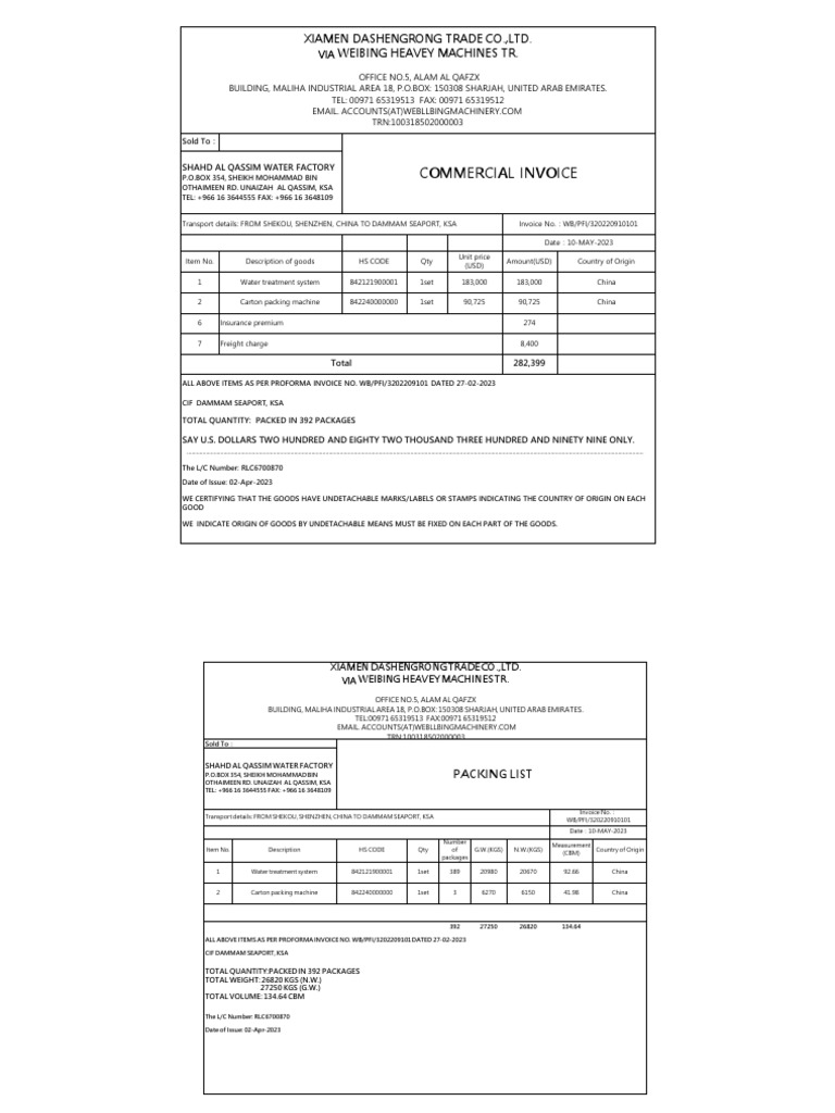 1st Shipment of Weibing | PDF | Bill Of Lading | Cargo 1st Shipment of Weibing | PDF | Bill Of Lading | Cargo
