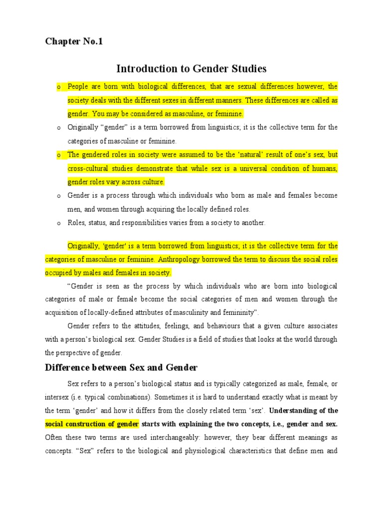 Introduction to Gender Studies Concepts | PDF | Gender | Gender Studies