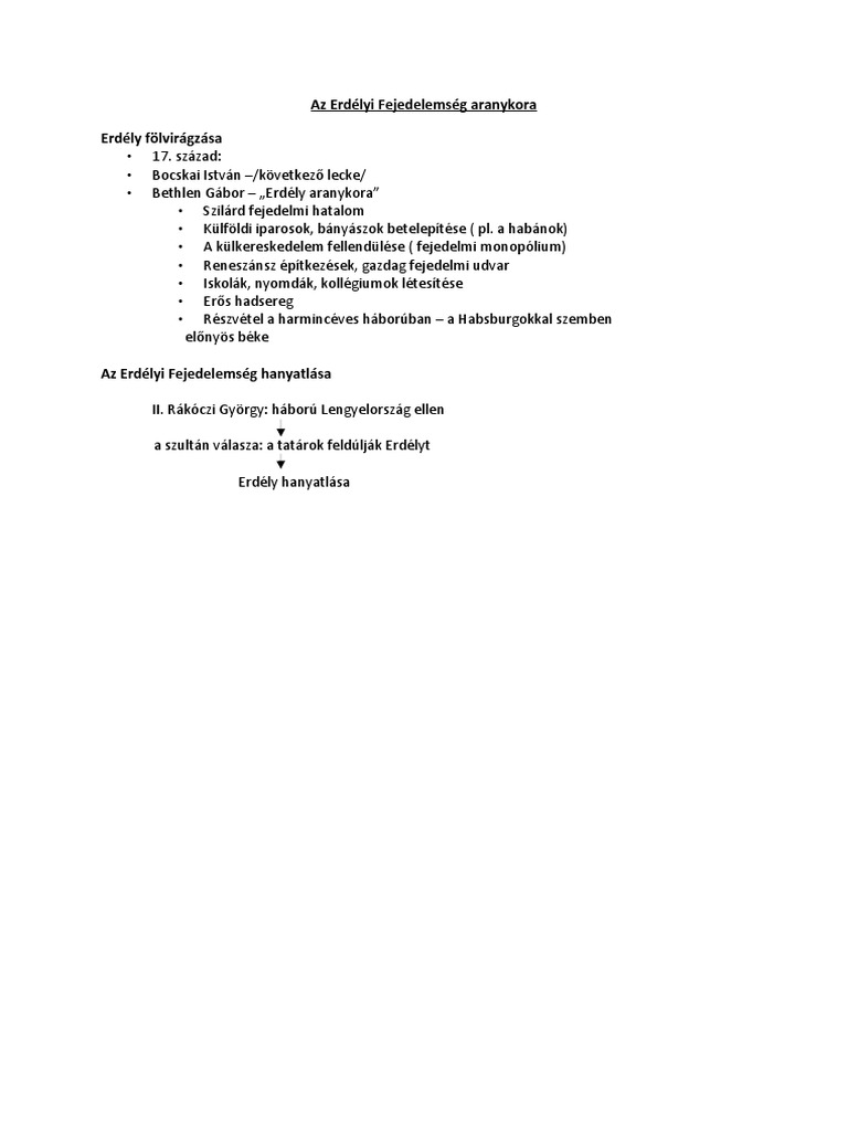 Az Erdélyi Fejedelemség Aranykora | PDF