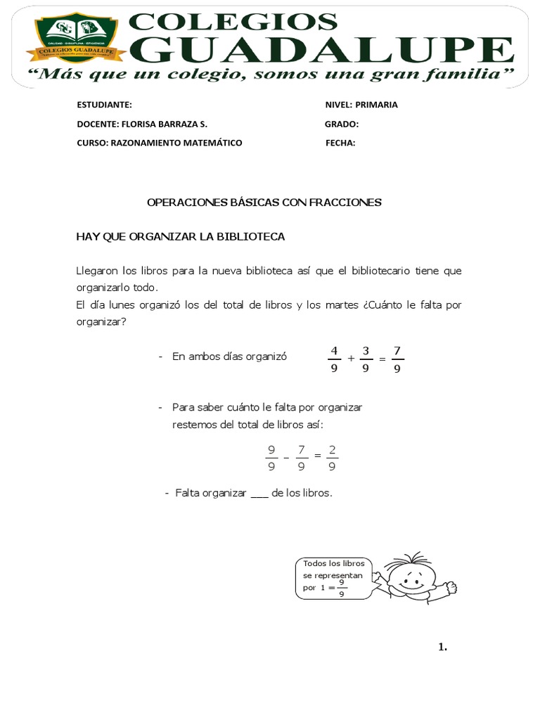 Ficha de Operaciones Básicas Con Fracciones (2) | PDF