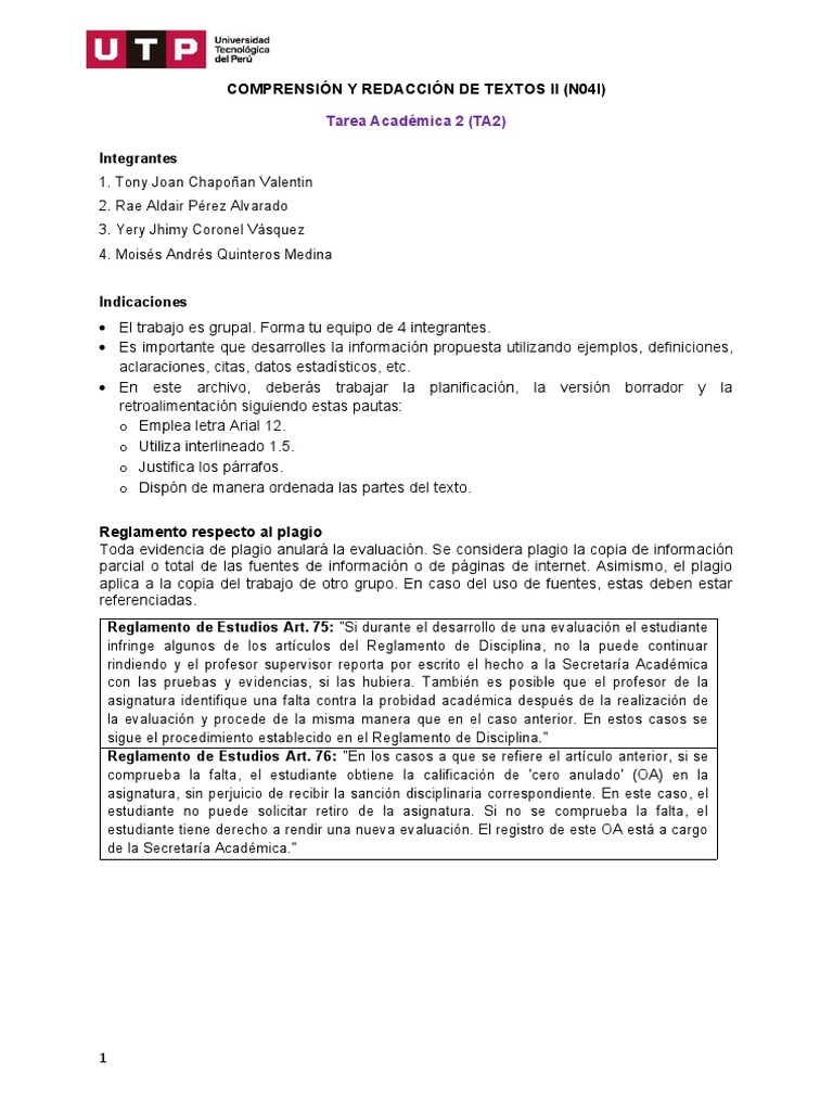 Tarea Académica 2 (TA2) - Versión Final | PDF | Desigualdad social | Discriminación y relaciones ...