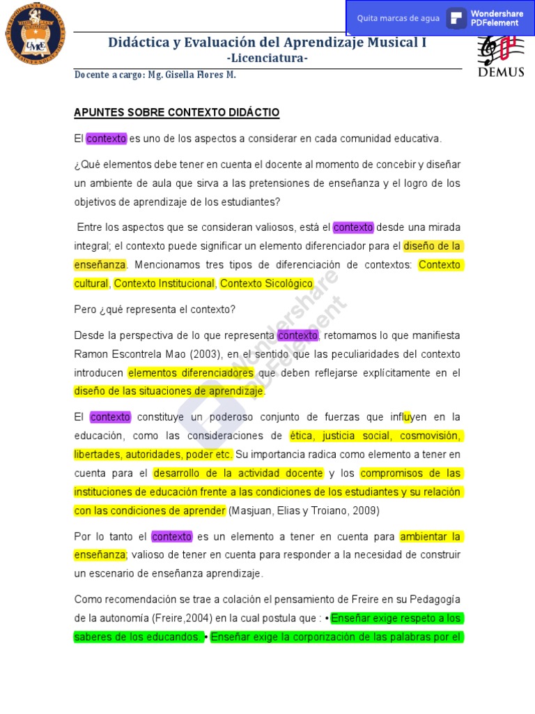 Apuntes Sobre Contexto Did Ctico-Copiar 1 | PDF | Enseñando | Maestros