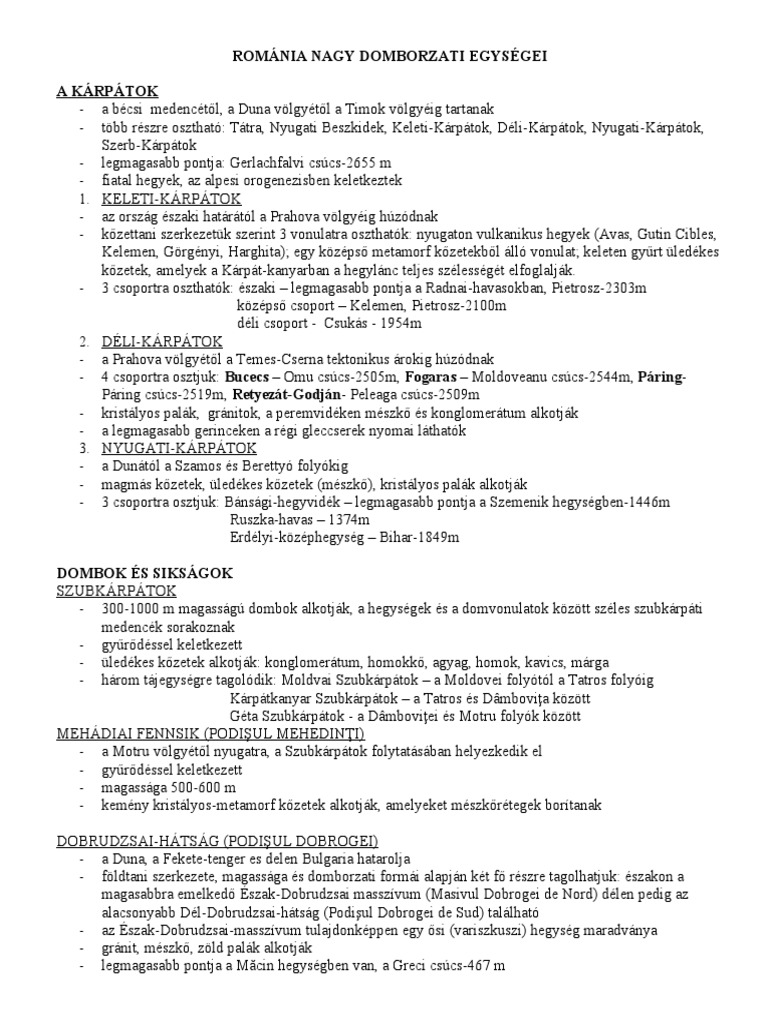 Románia Domborzata | PDF
