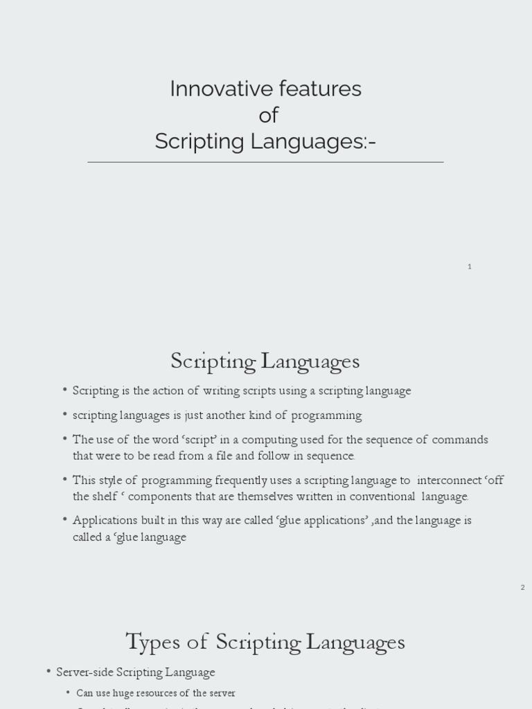 PP Innovative Features of Scripting Languages | PDF | Scripting ...