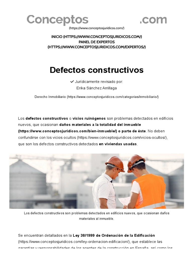 Defectos Constructivos (Vicios Ruinógenos) Guía 2022 | PDF | Daños y ...