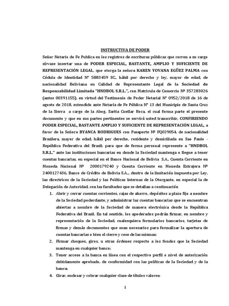 Instructiva de Poder Byanca Rodrigues | PDF | Cheque | Bancos