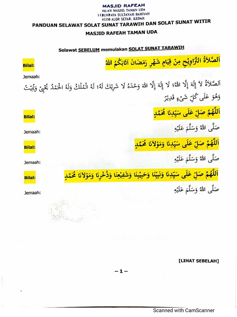Panduan Selawat Tarawih | PDF