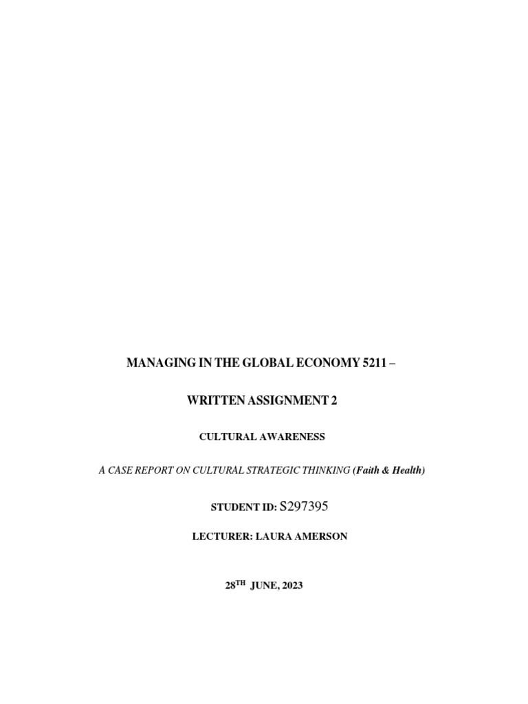 BUS 5211 Written Assignment Unit 2 (M. Global Economy) | PDF | Self-Improvement