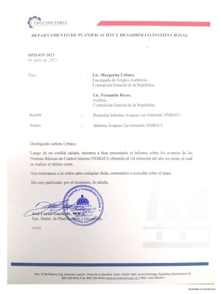 Remisión informe NOBACI | PDF