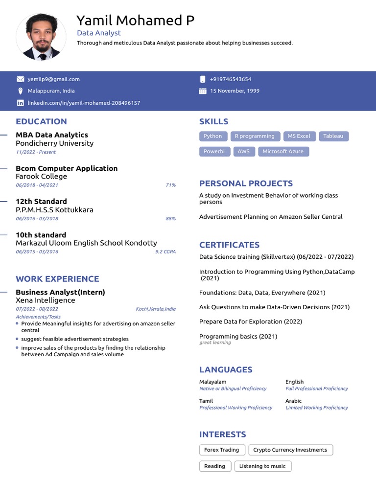 Yamil Mohamed Resume (Old) | Download Free PDF | Business | Cognition