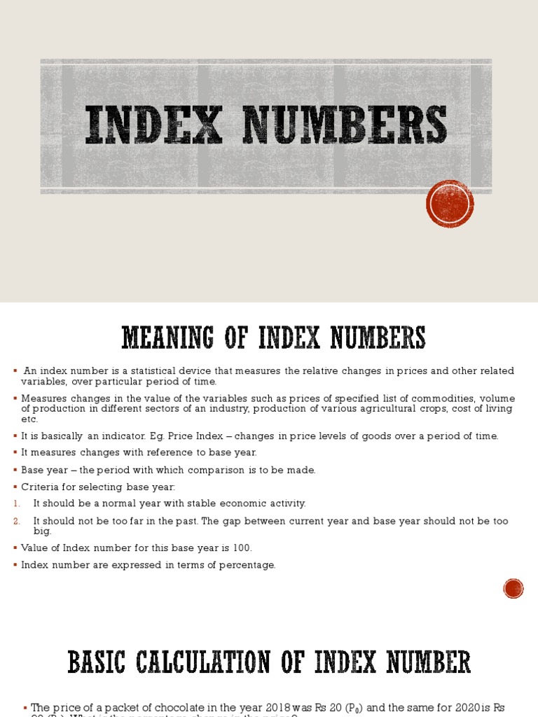 Index Numbers | PDF | Cost Of Living | Consumer Price Index