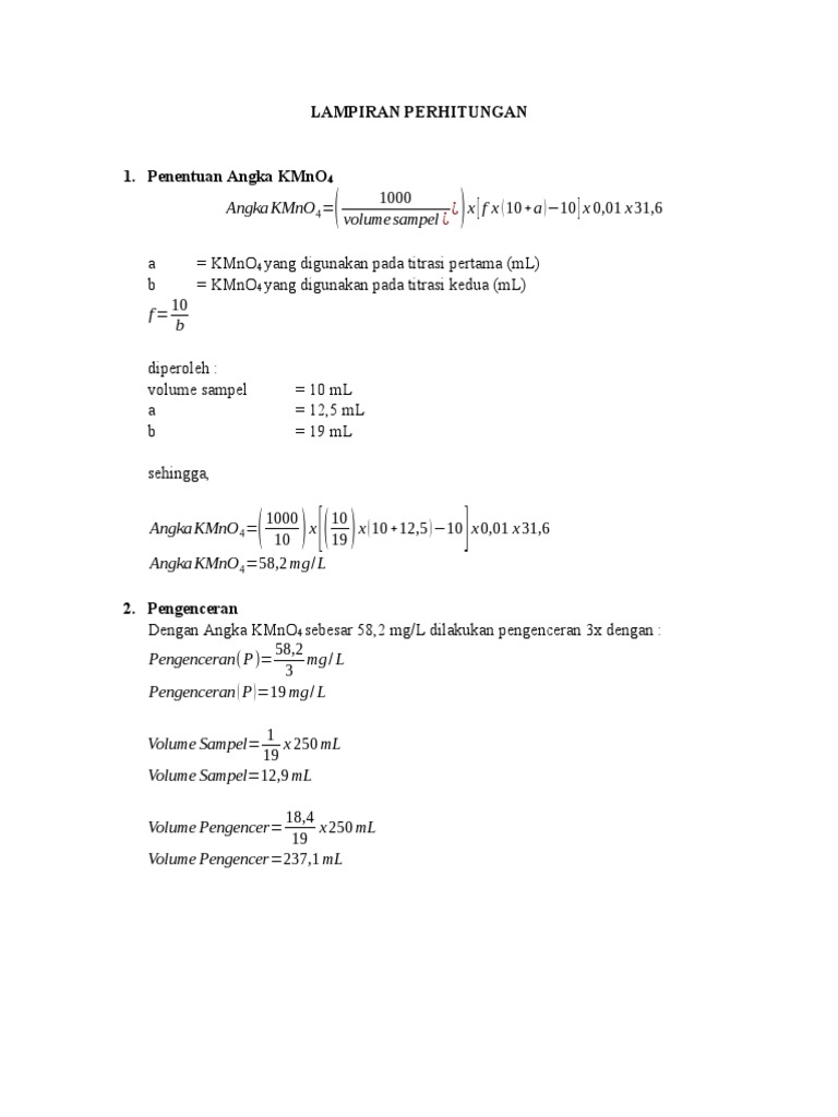 Lampiran Perhitungan BOD | PDF