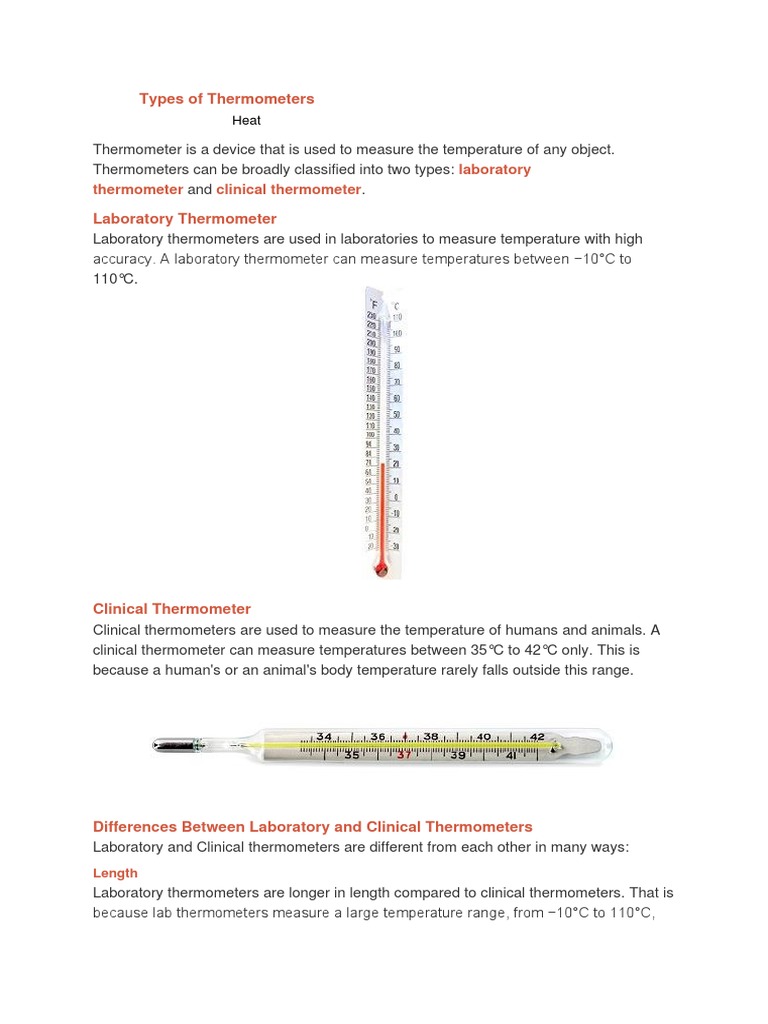 Types of Thermometets | PDF | Thermometer | Temperature