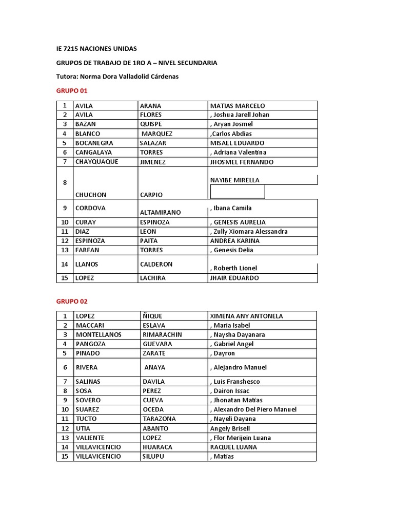 Ie 7215 Naciones Unidas-Grupos de Trabajo de 1ro A | PDF