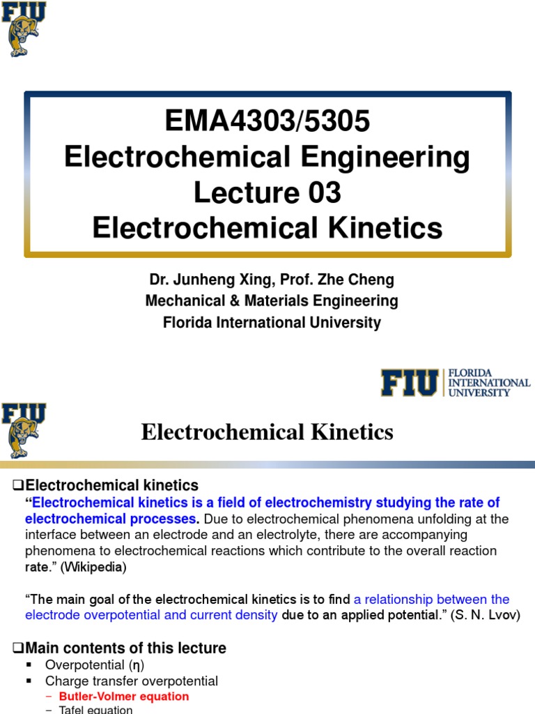 Lecture 03 Electrochemical Kinetics ZC | PDF | Electrochemistry | Electrode