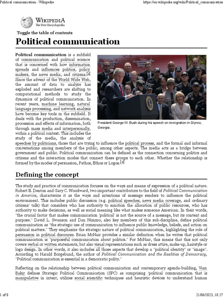 Political Communication - Wikipedia | PDF | Political Communication | Communication