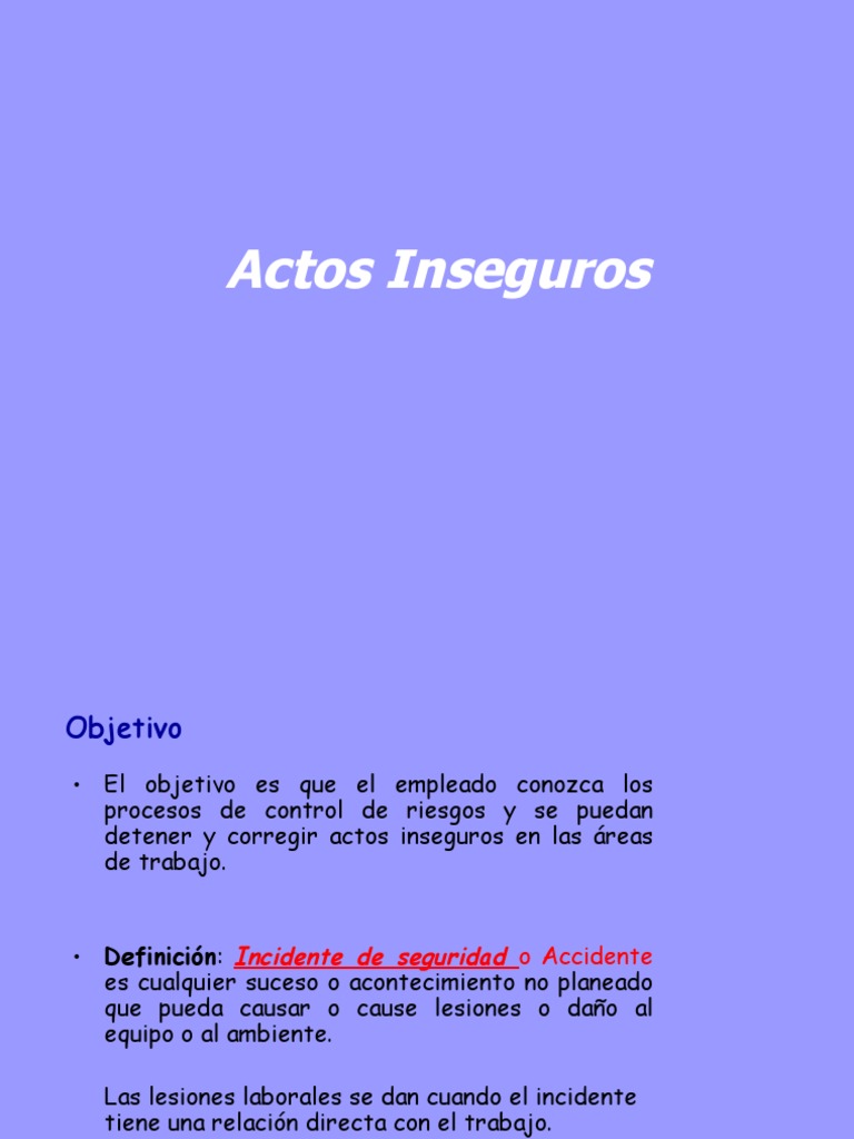 Actos Inseguros. | PDF | Comportamiento | Sicología