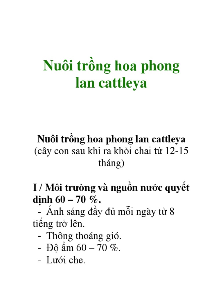 Nuôi TR NG Hoa Phong Lan Cattleya | PDF