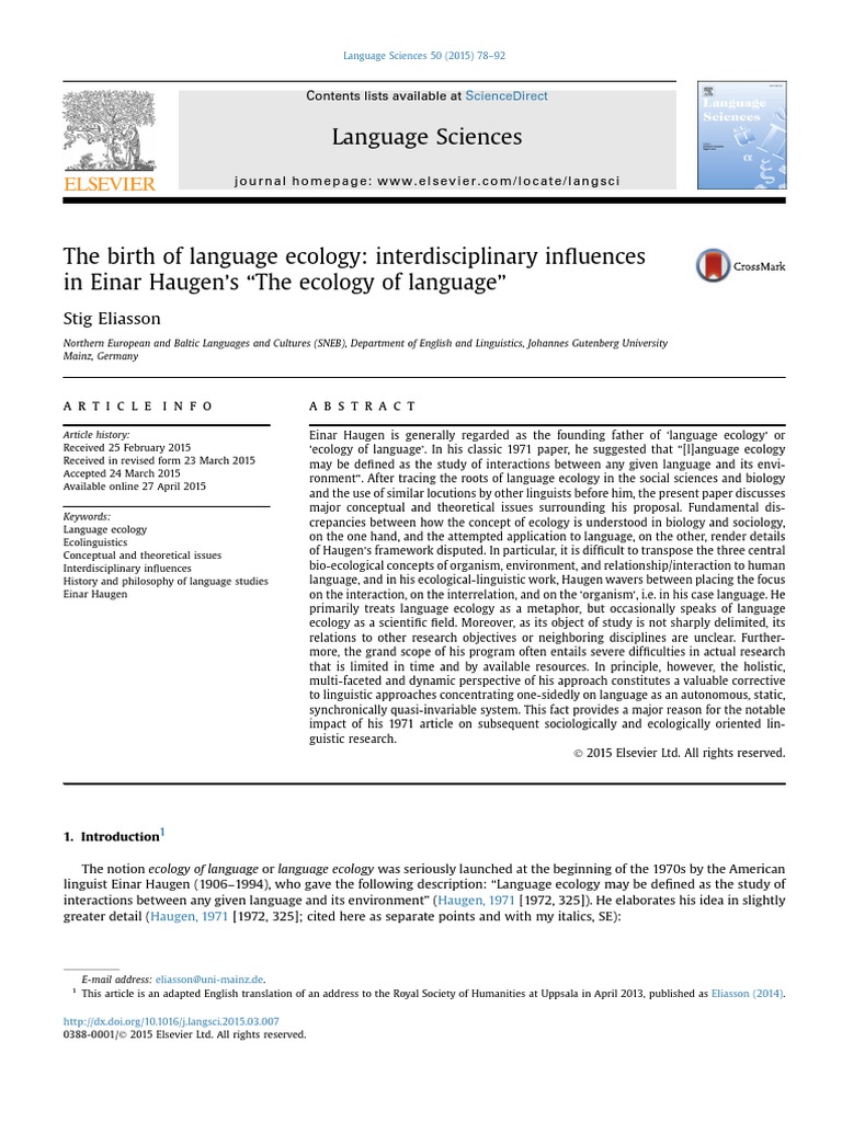 The Ecology of Language | PDF | Linguistics | Ecology