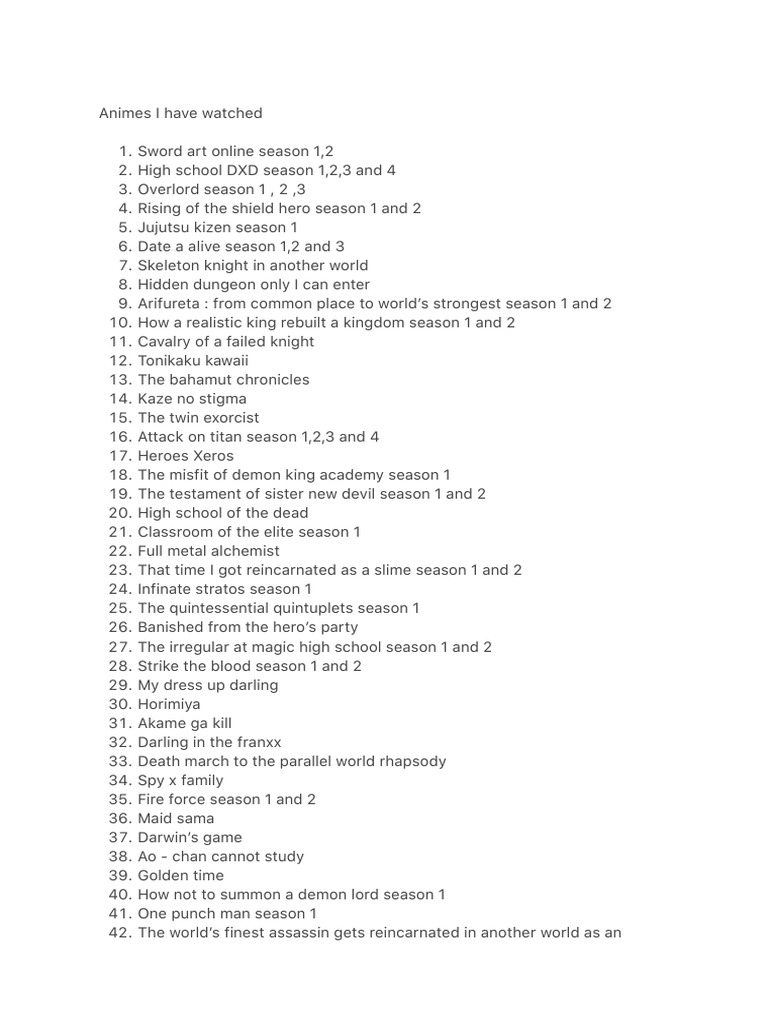 My Anime List | PDF