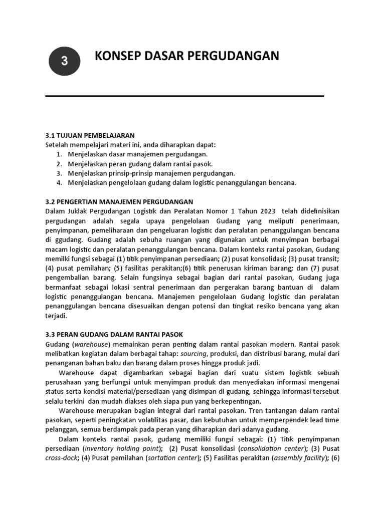 Bab 3 Konsep Dasar Pergudangan | PDF