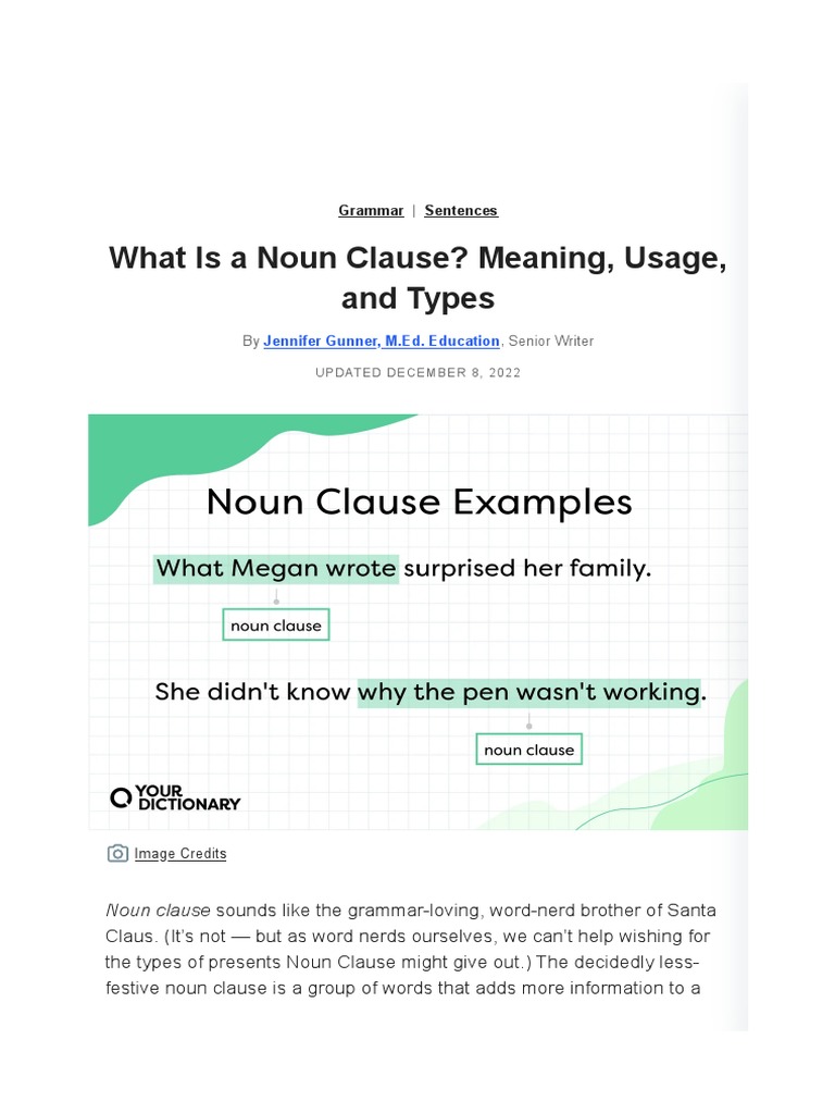 Noun Clause | PDF | Clause | Noun