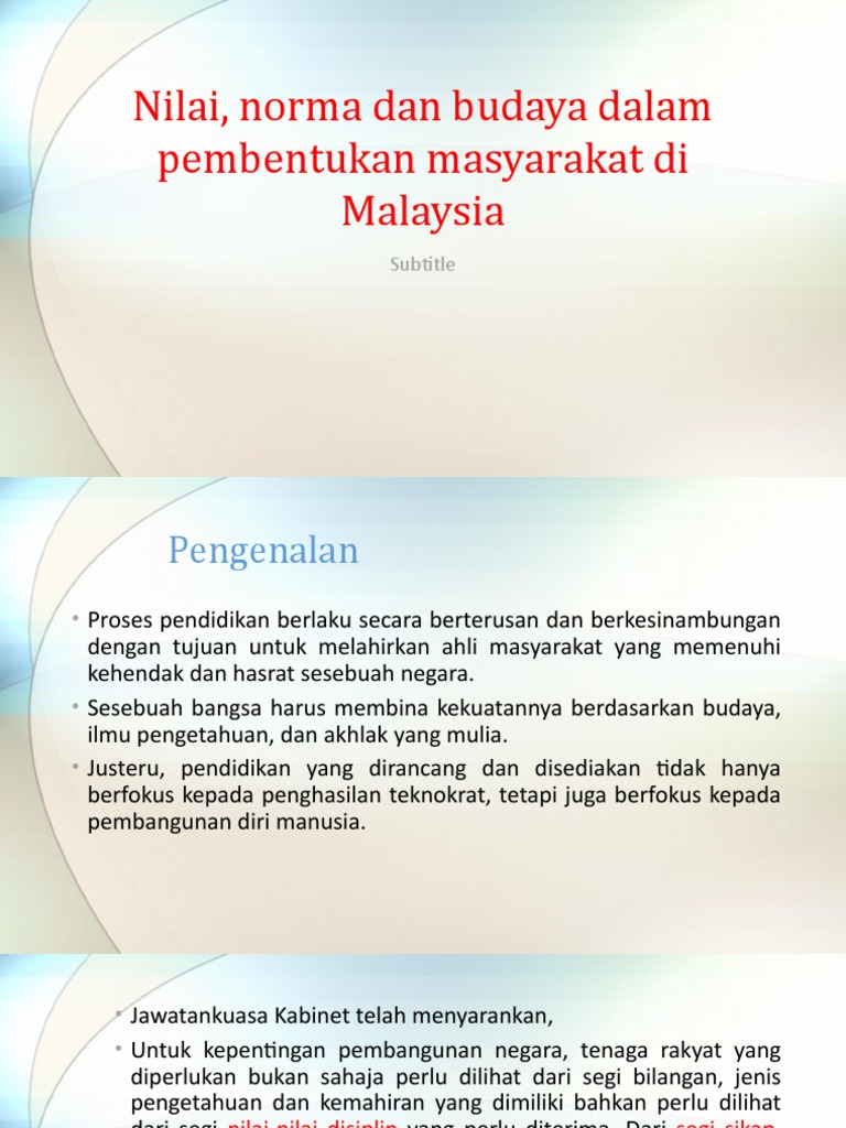 Kuliah 14d.isu Nilai, Norma Dan Budaya Dalam Pembentukan Masyarakat | PDF