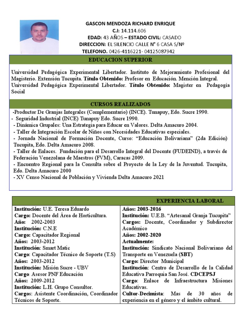 Curriculum Richard | PDF | Maestros